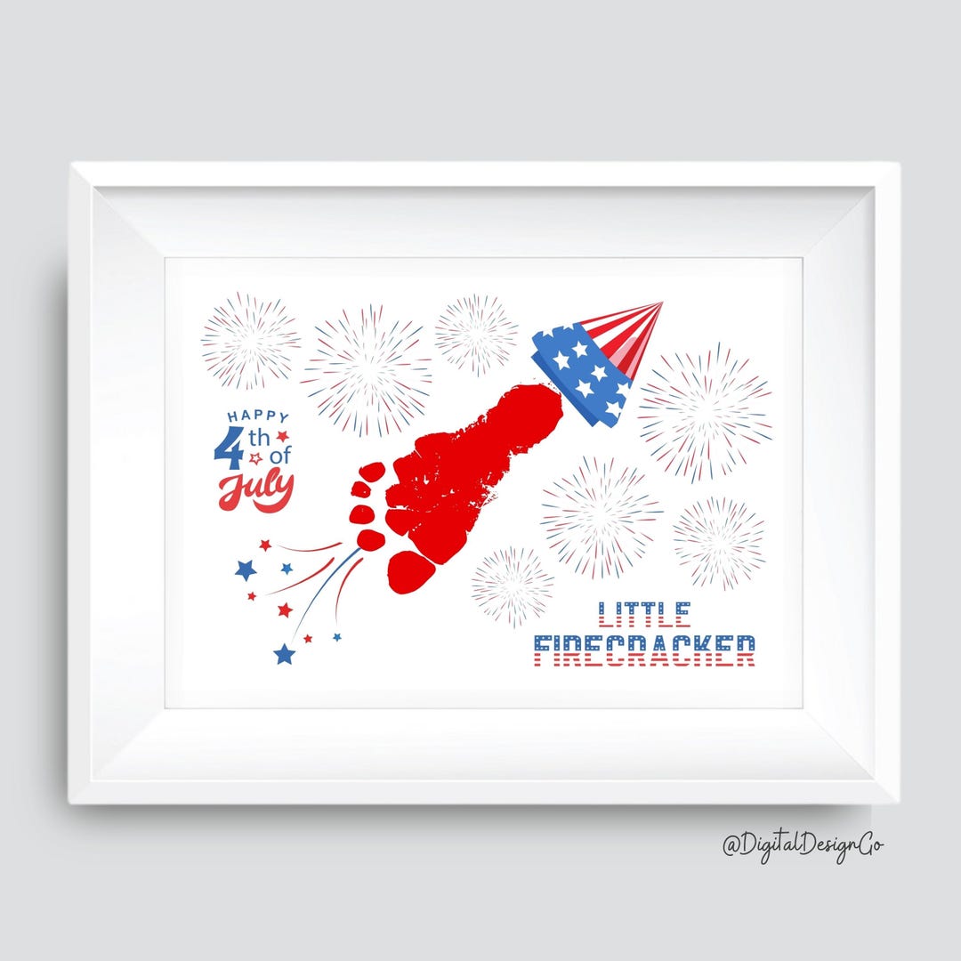 Little Firecracker Footprint Art, 4th of July Footprint Craft, Kids ...