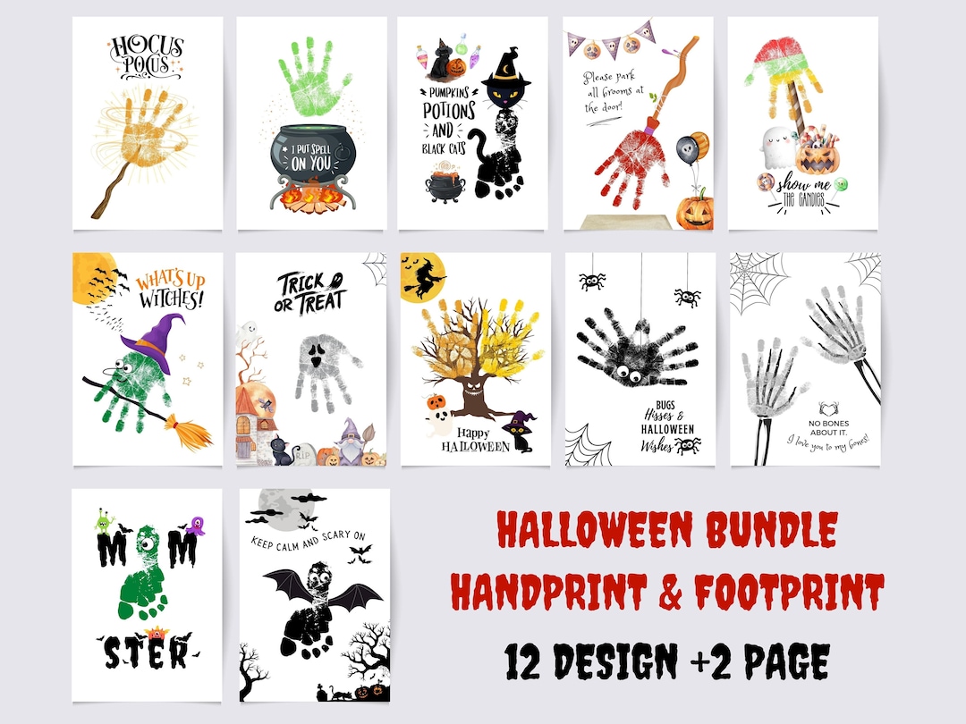 Halloween Handprint Footprint Craft Bundle Halloween - Etsy
