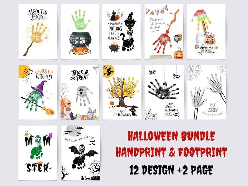 Halloween Handprint Footprint Craft Bundle Halloween - Etsy