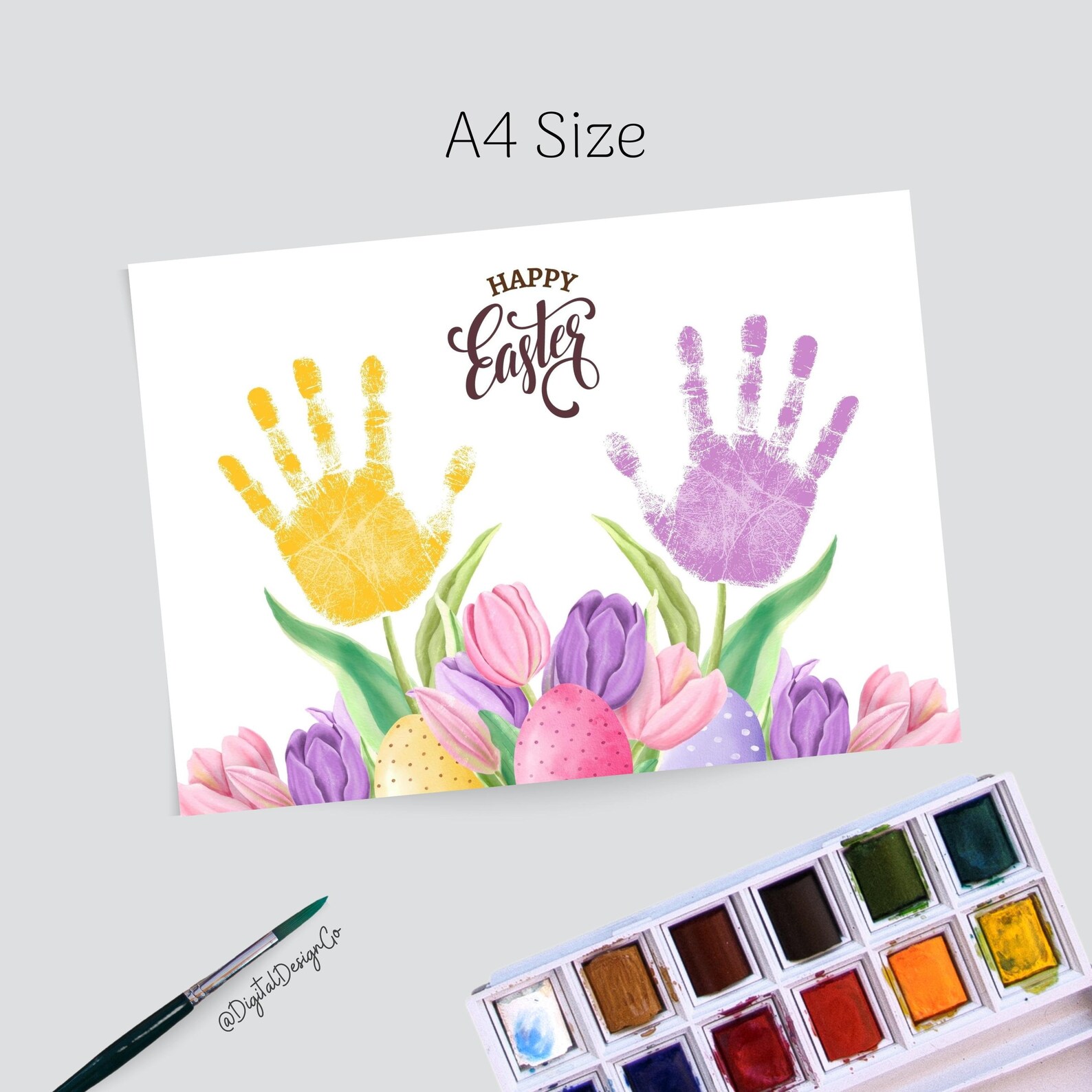 Easter Handprint Art Craft, Happy Easter, Spring, Eggs, Tulip Handprint ...