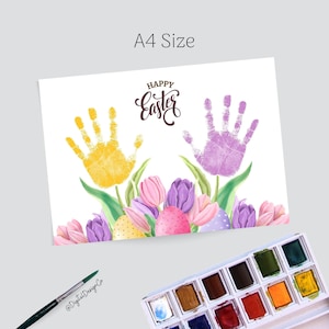 Easter Handprint Art Craft, Happy Easter, Spring, Eggs, Tulip Handprint ...