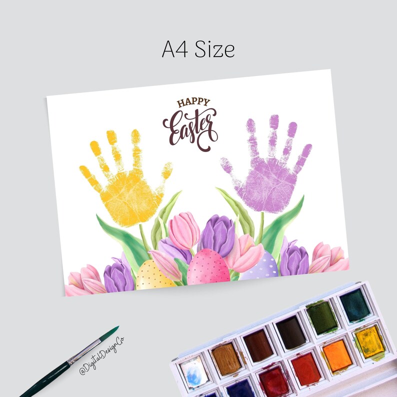 Easter Handprint Art Craft Happy Easter Spring Eggs Tulip - Etsy