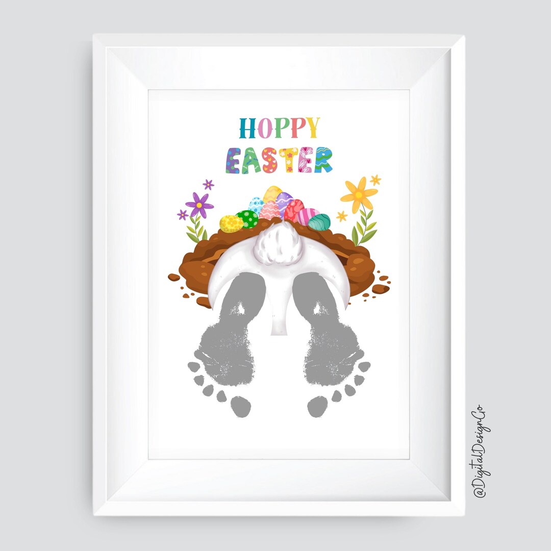 Hoppy Easter, Bunny Footprint Art, Easter Craft, Bunny Hole, Baby ...