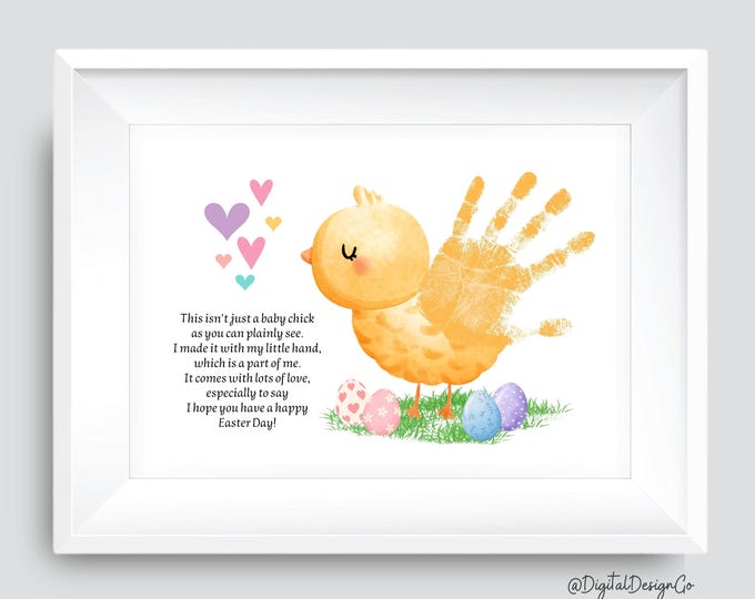 Baby Chick Handprint Art, Easter Chicken Handprint Craft, Kids Baby ...