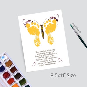 Mother's Day Footprint Art Craft, Butterfly Footprint Art for Kids Baby ...