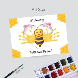 Bee Handprint Art Craft, Valentines Day Handprint Craft, DIY Craft for ...