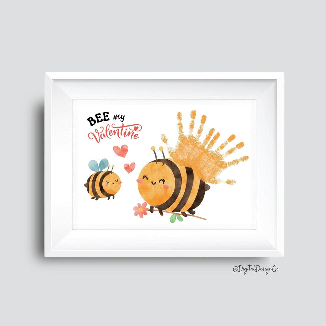 Bee My Valentine Handprint Craft, Bee Handprint Craft, Valentines Day ...