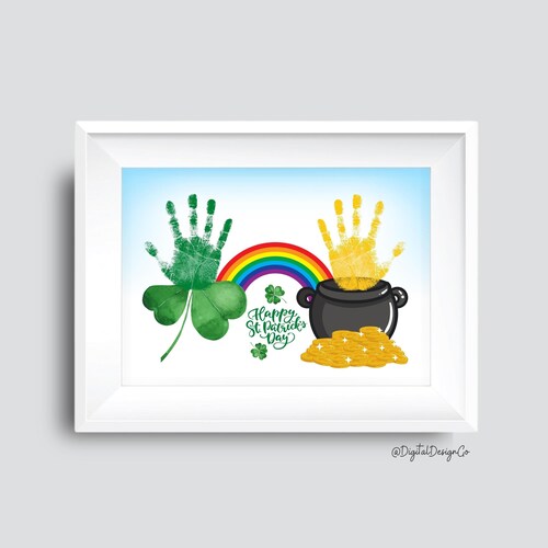 Rainbow Pot of Gold Handprint Art Craft DIY St Patrick's - Etsy