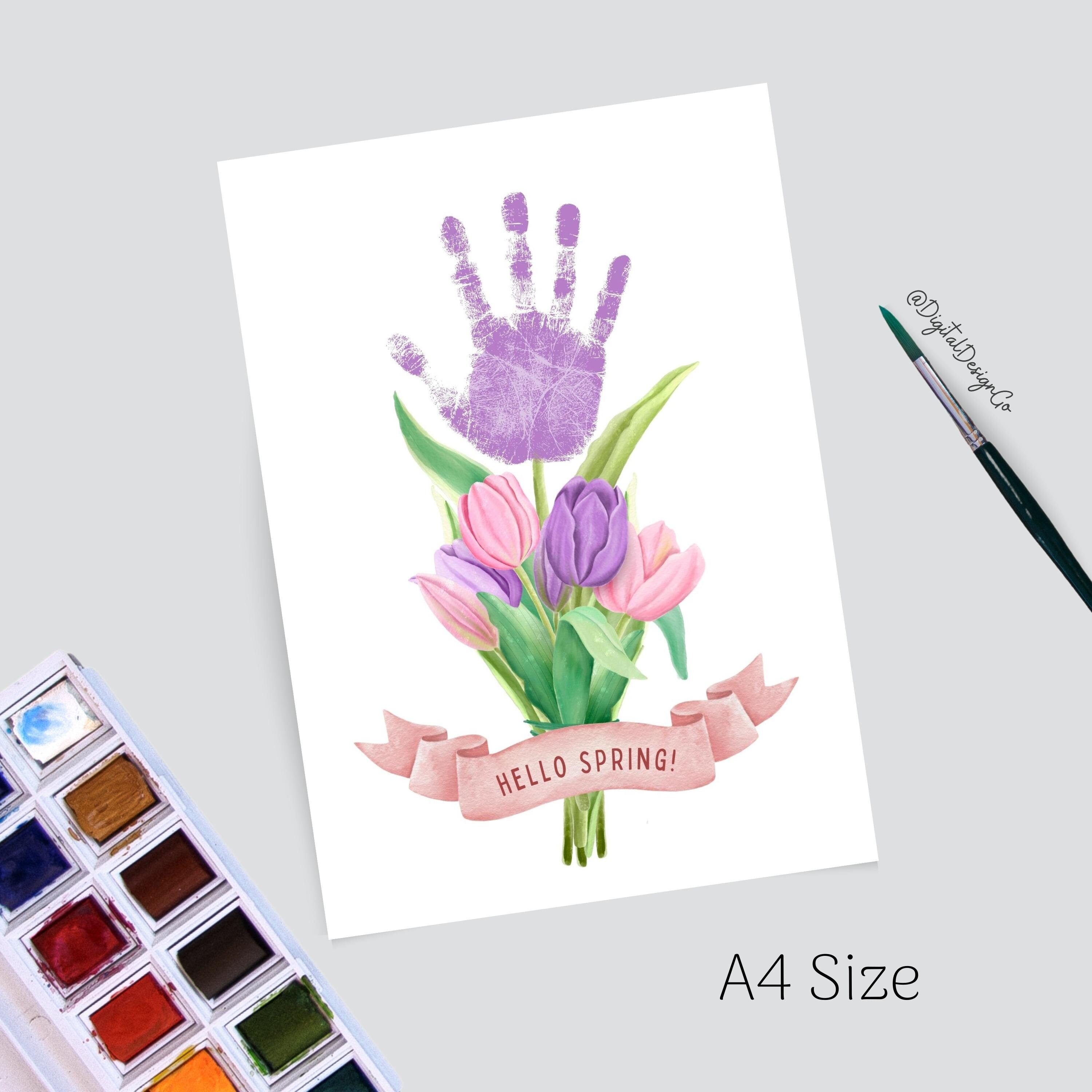 Hello Spring, Flower Handprint Art Craft, Easter, Spring Tulip ...