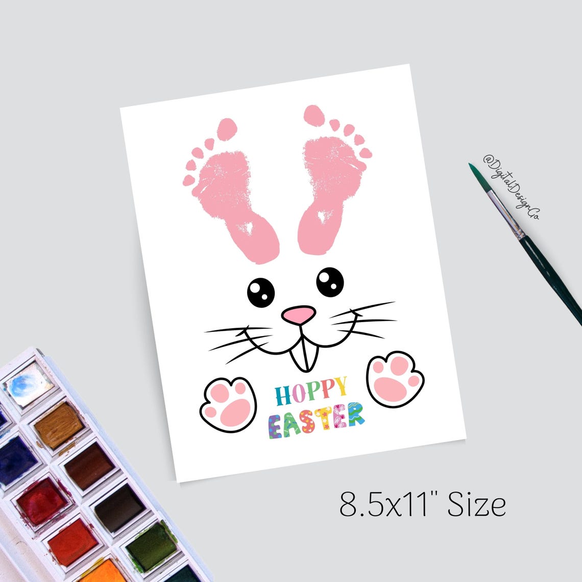 Hoppy Easter Bunny Footprint Art, Bunny Handprint Footprint Keepsake ...