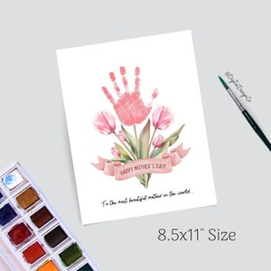 Mother's Day Flower Handprint Art Craft, Tulip Handprint Art Craft for ...