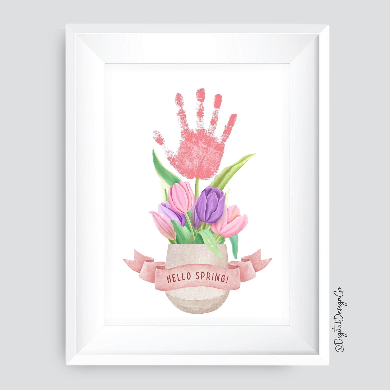 Spring Handprint Art Craft, Hello Spring, Tulip Handprint Craft for ...