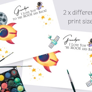 Grandpa I Love You to the Moon and Back Handprint Art, Rocket Handprint ...
