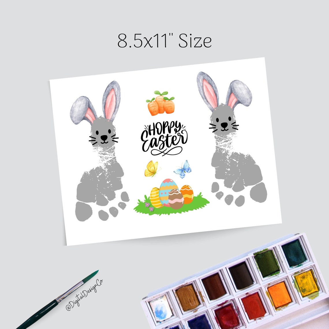 Hoppy Easter Bunnies Footprint Art Craft, Happy Easter, Easter Feet ...