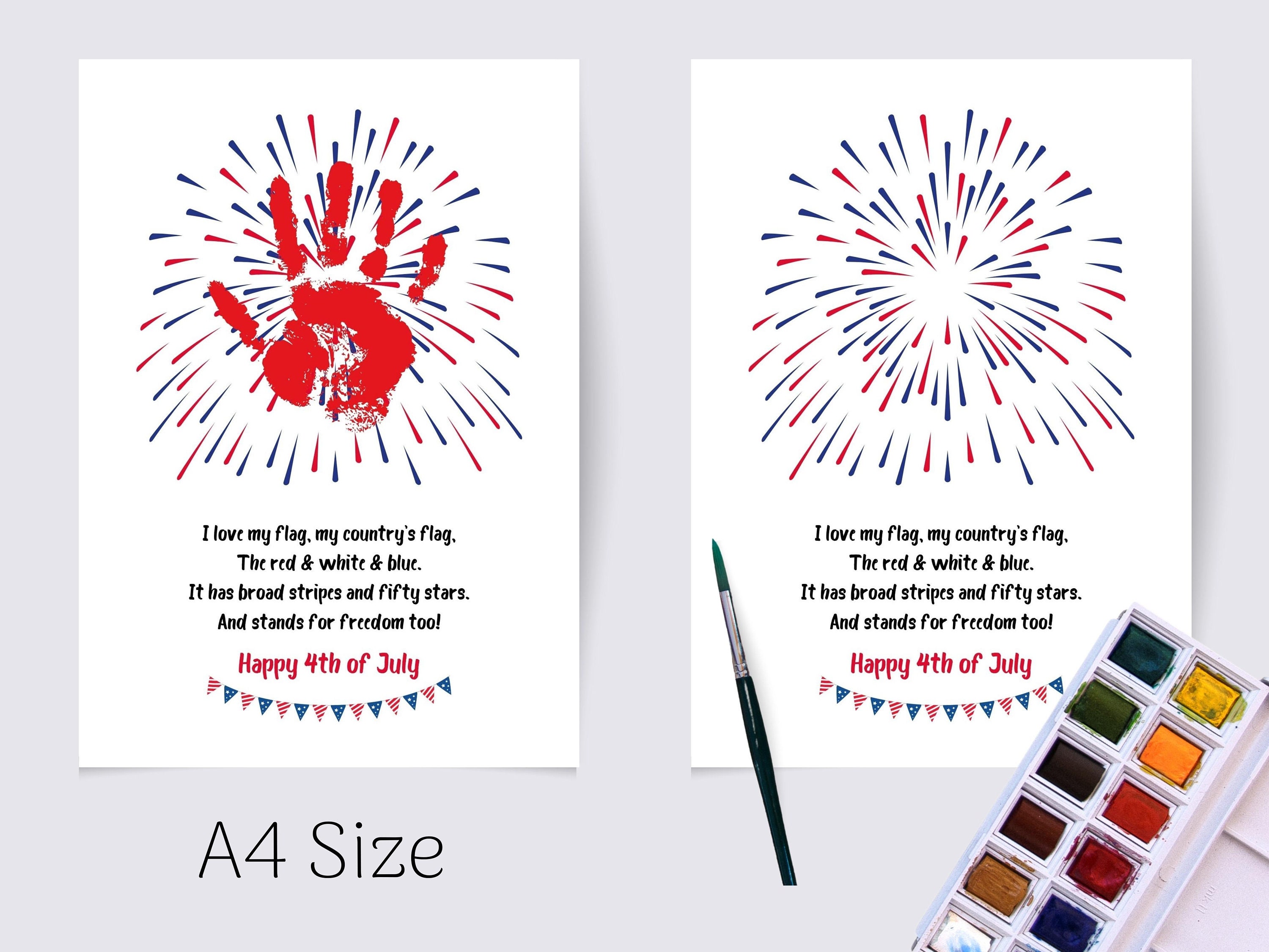 Firework Handprint Art Happy 4th of July Independence Day - Etsy