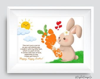 Happy Hoppy Easter Footprint Art Craft, Poem, Easter Bunny Carrot ...