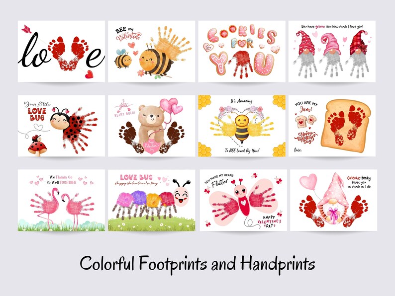 Valentine's Day Bundle Footprint Art Craft Handprint Art - Etsy