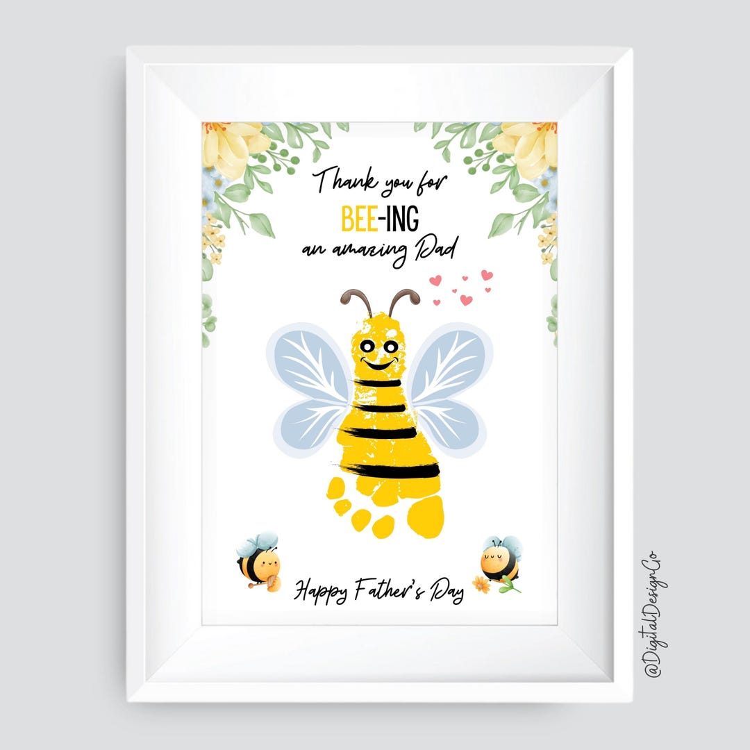 Father's Day Bee Footprint Art Craft, Kids Baby Toddler, Memory ...