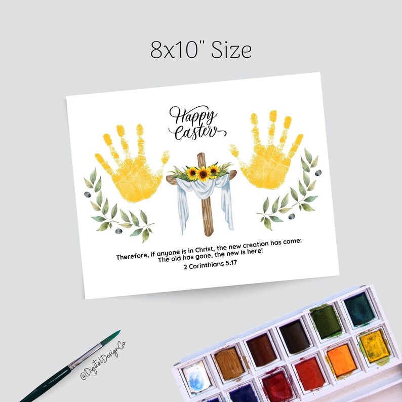 Easter Handprint Art Craft Happy Easter Cross 2 Corinthians - Etsy