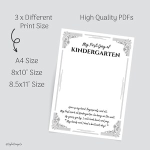 First Day of Kindergarten Handprint Art Craft, Back to School, Memory ...