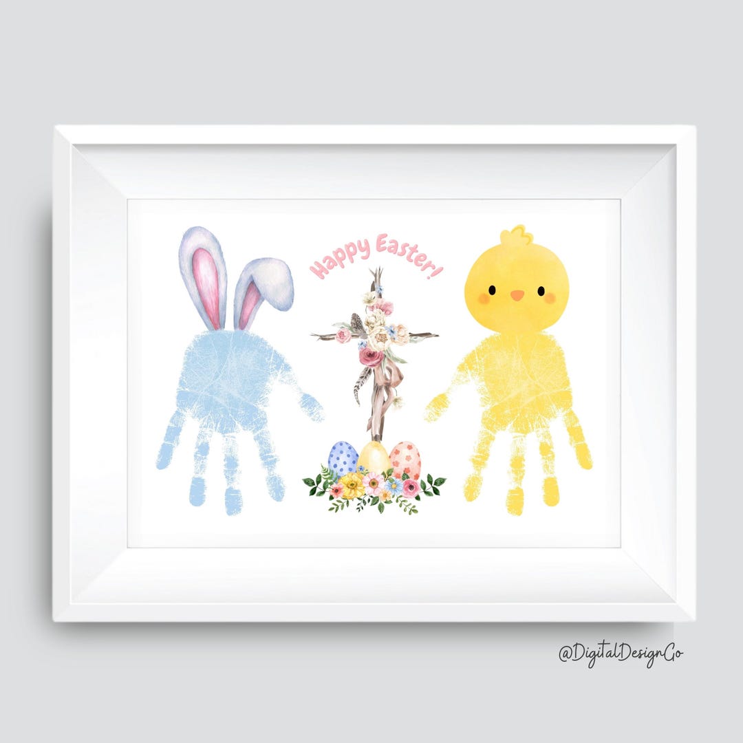 Bunny Chick Handprint Art Craft, Happy Easter, Kids Baby Toddler ...