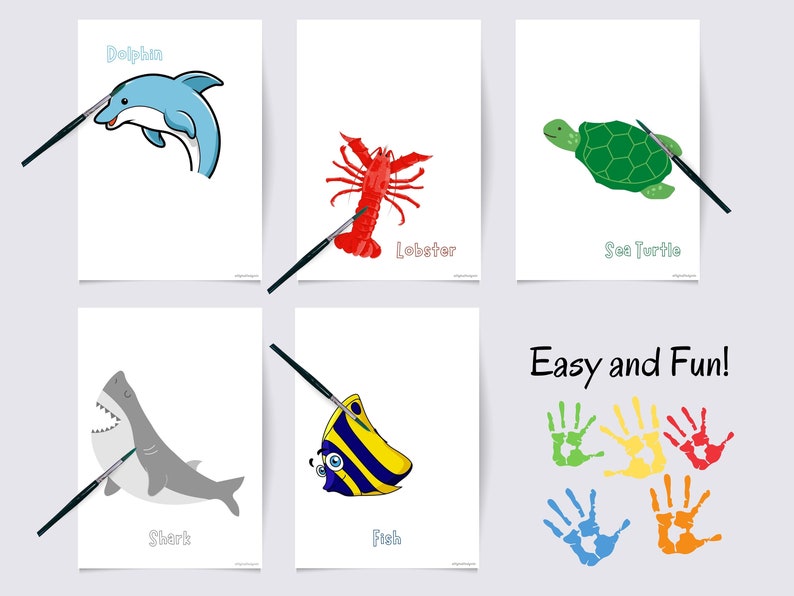 Sea Animals Handprint Art Bundle Summer Handprint Classroom - Etsy