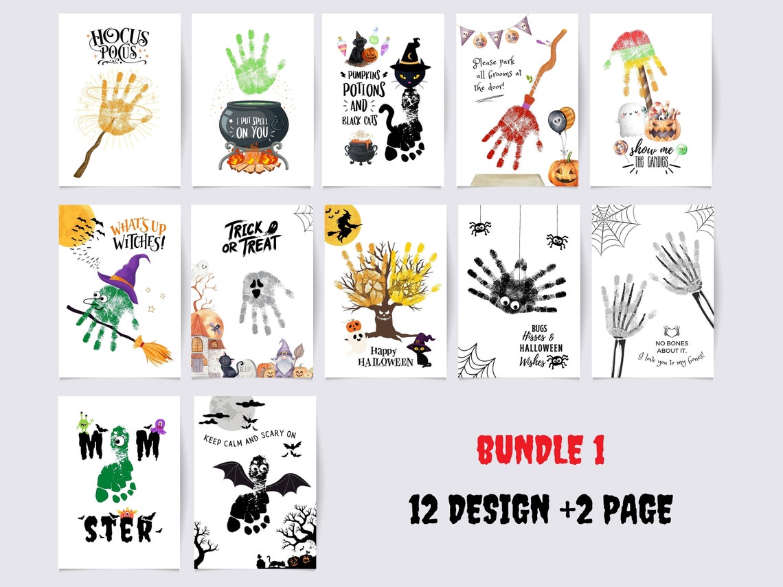 Halloween Handprint Footprint Art Mega Bundle Halloween - Etsy