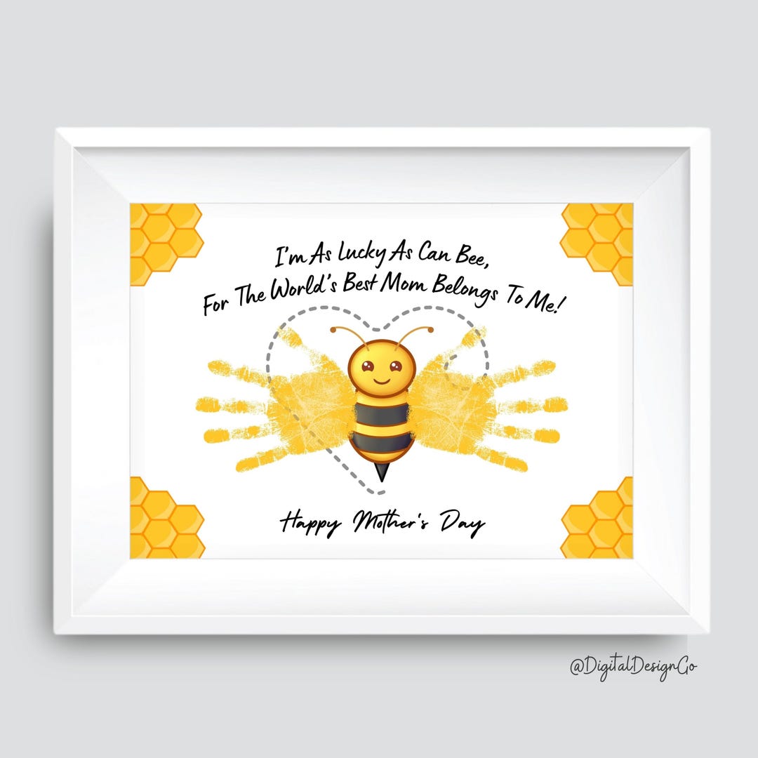 Mothers Day Handprint Art, Handprint Craft, Printable Gift, Bee ...