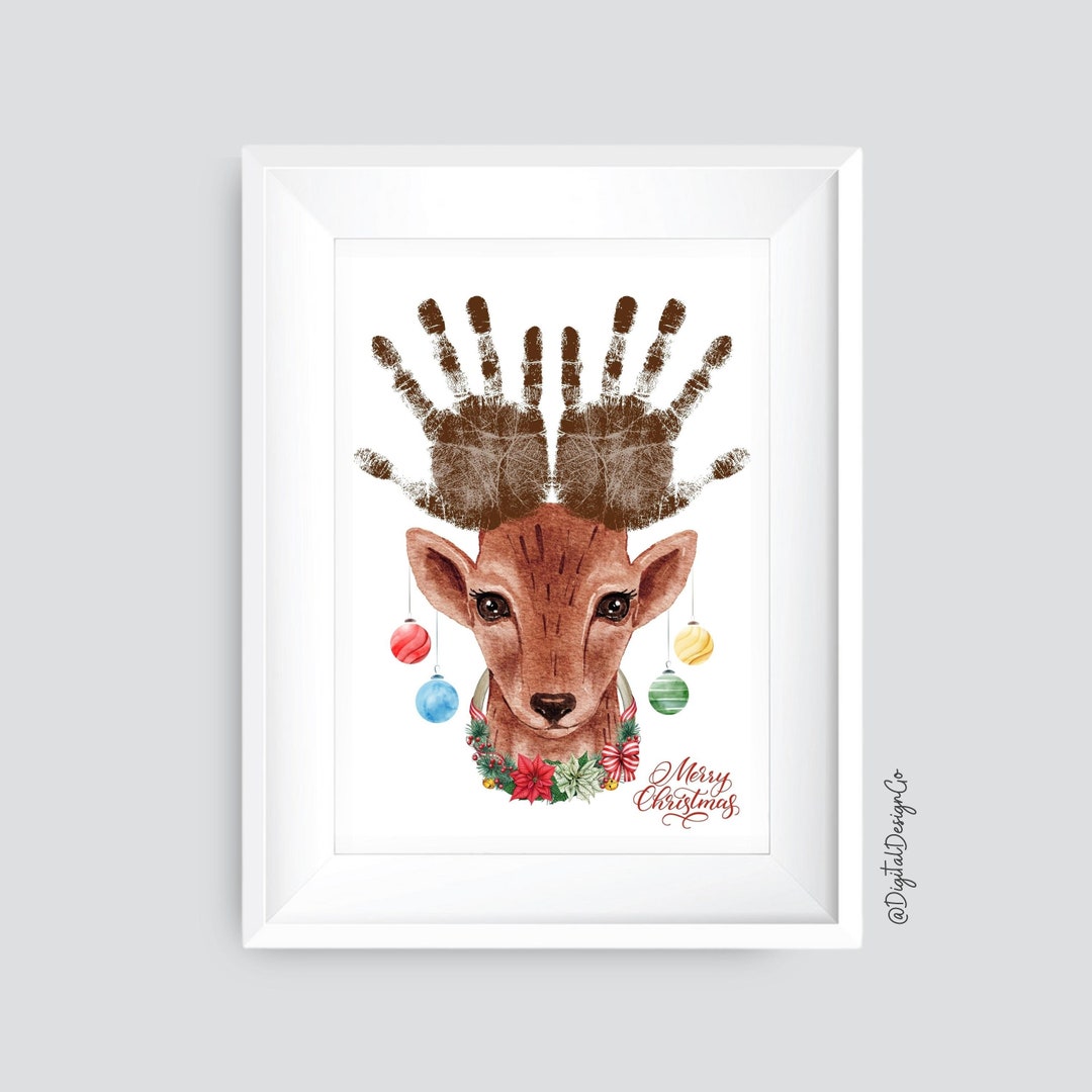 Reindeer Handprint Art, Merry Christmas, Deer Handprint Art Craft for ...