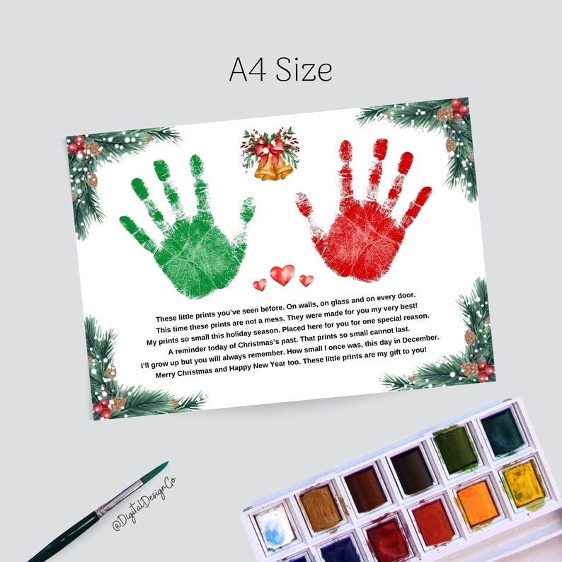 Christmas Poem Handprint Art Craft, Christmas Gift, Xmas Craft for Kids ...