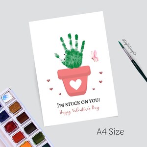 Valentine's Day Handprint Art, I'm Stuck on You, Cactus Handprint Craft ...
