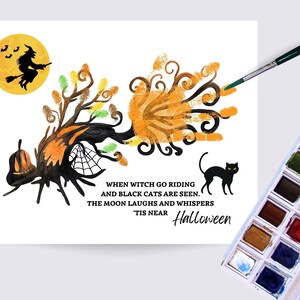 Halloween Tree Handprint Fingerprint Art, Poem, Happy Halloween ...