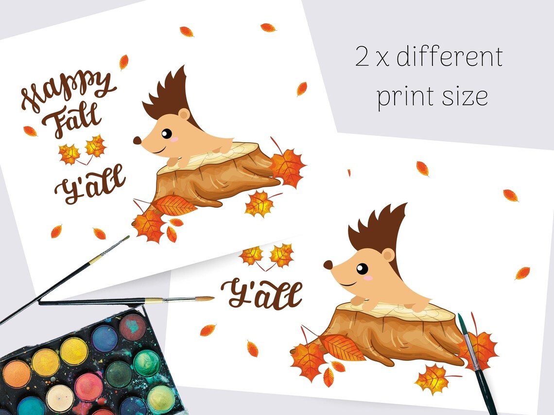 Hedgehog Handprint Art Happy Fall Y'all Handprint Craft - Etsy
