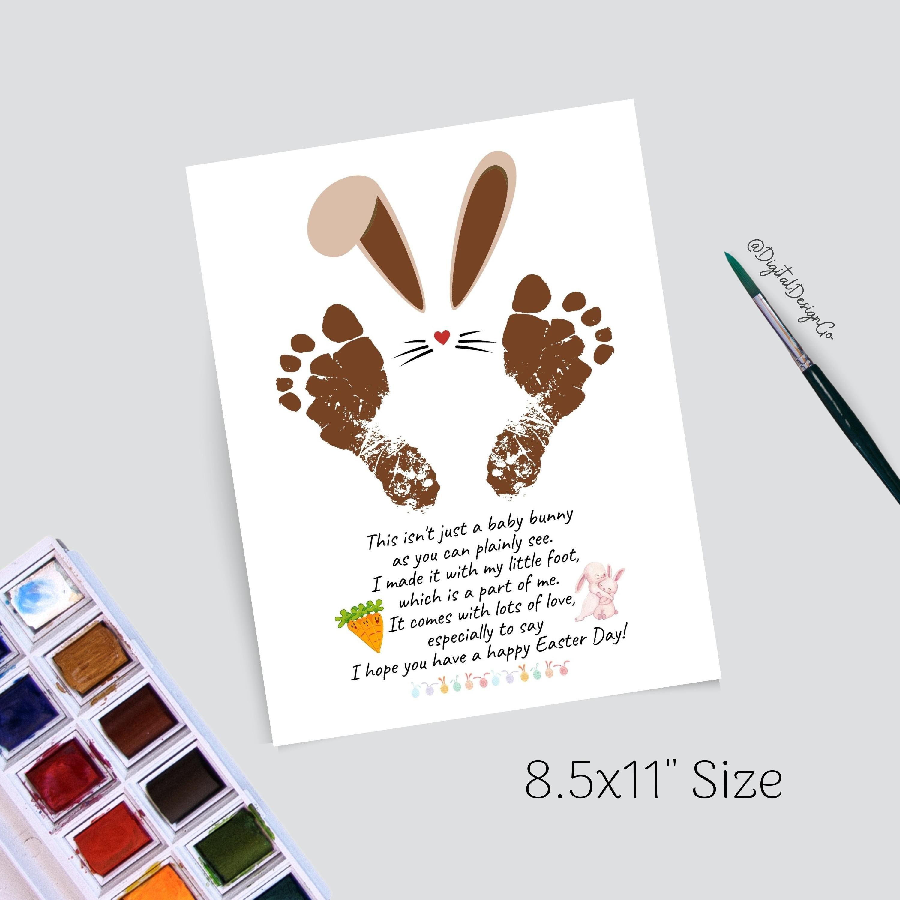 Easter Bunny Footprint Art Project for Baby, Toddler Footprint Keepsake ...