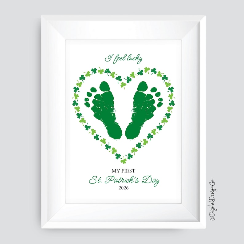 I Feel Lucky, My First St. Patricks Day, Clover Handprint Footprint Art ...