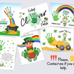 St Patrick's Day Handprint Footprint Craft Bundle, Clover Leprechaun ...
