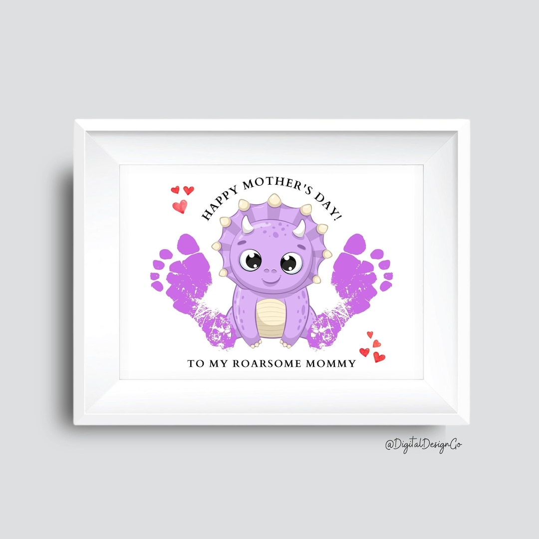 Dinosaur Footprint Craft, Roarsome Mommy, Mother's Day Dino Footprint ...