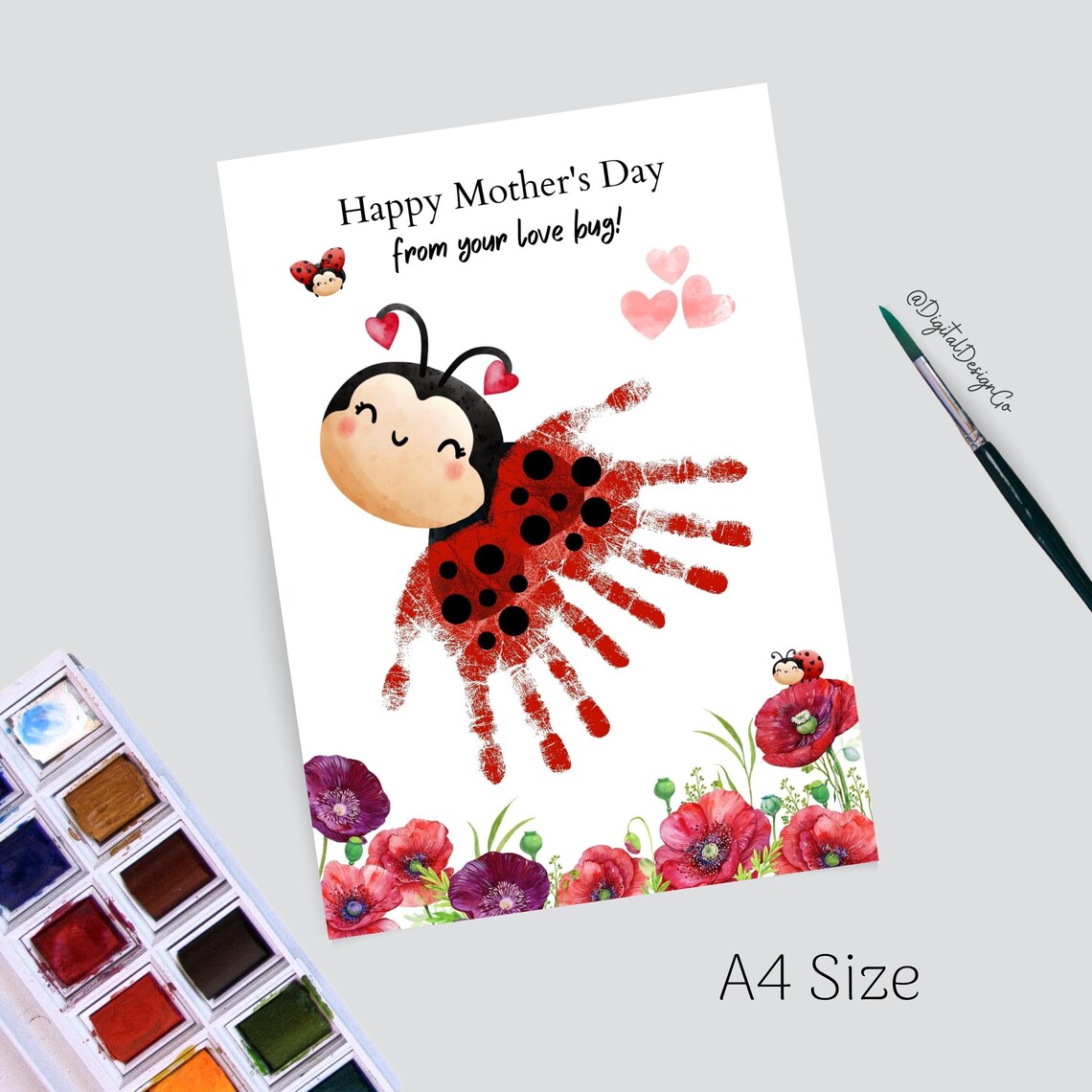 Happy Mothers Day From Your Love Bug, Ladybird Handprint Craft for Kids ...