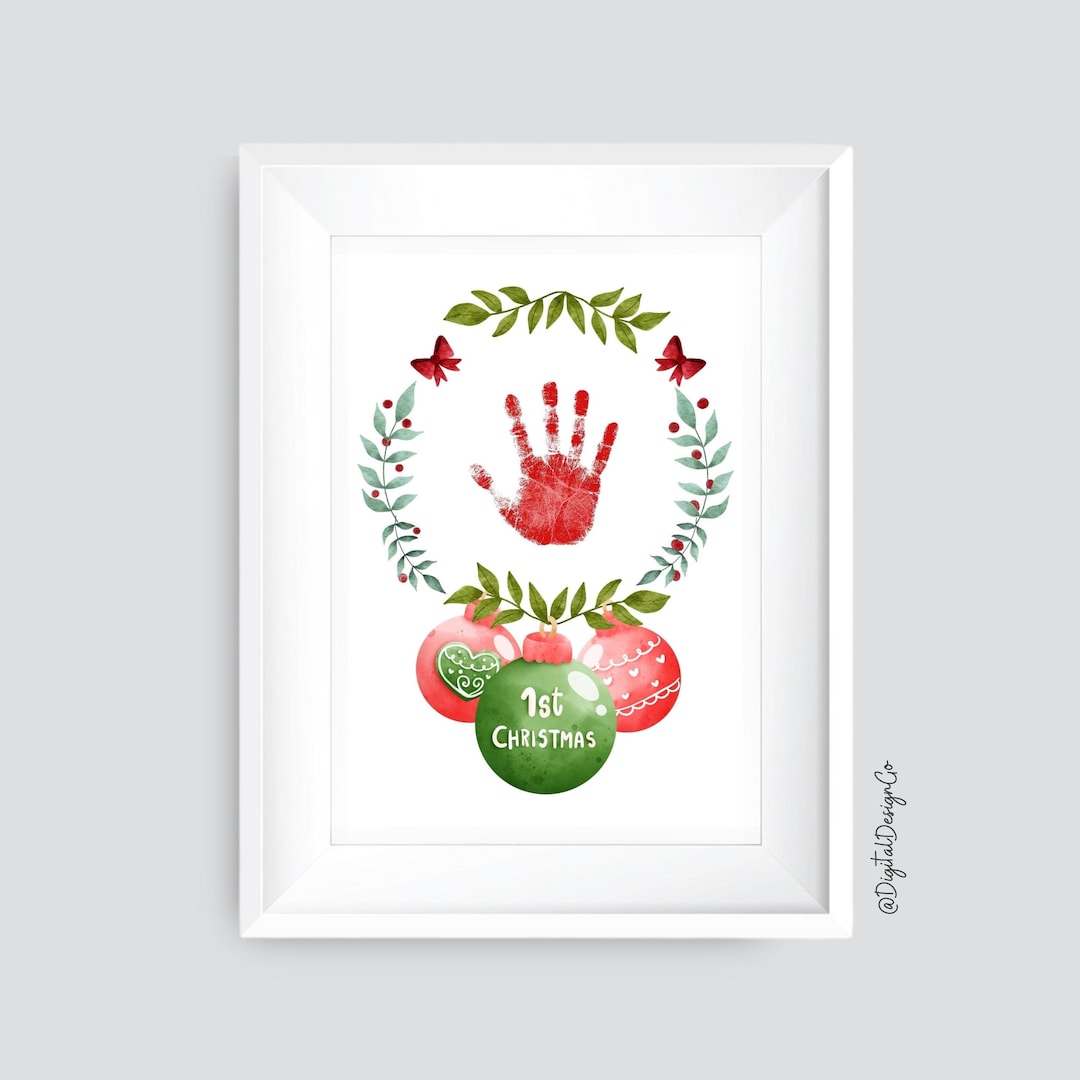 My First Christmas Handprint Footprint Art, 1st Christmas Craft, Baby ...