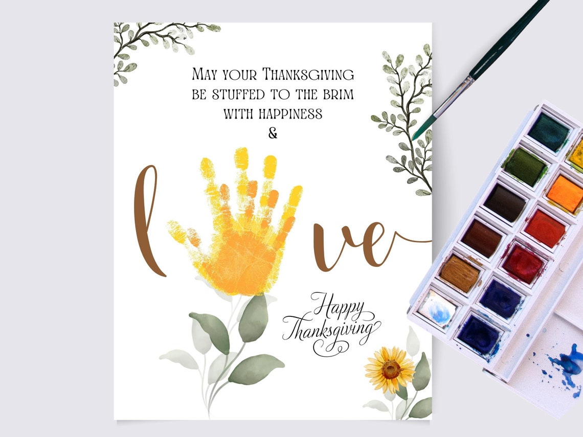 Happy Thanksgiving Poem Handprint Art Love Sunflower - Etsy