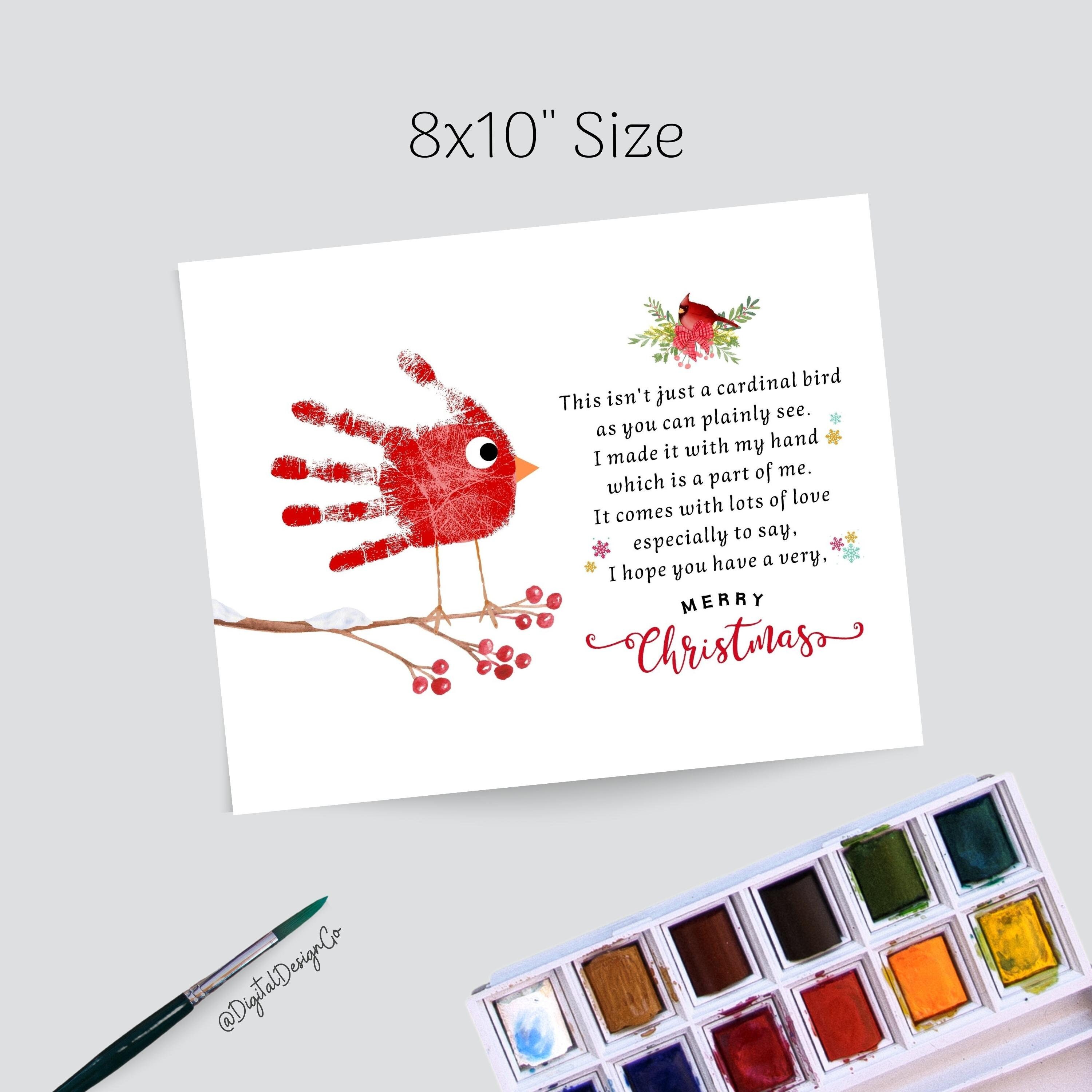 Christmas Handprint Art Craft, Winter, Poem, Cardinal Bird Handprint ...