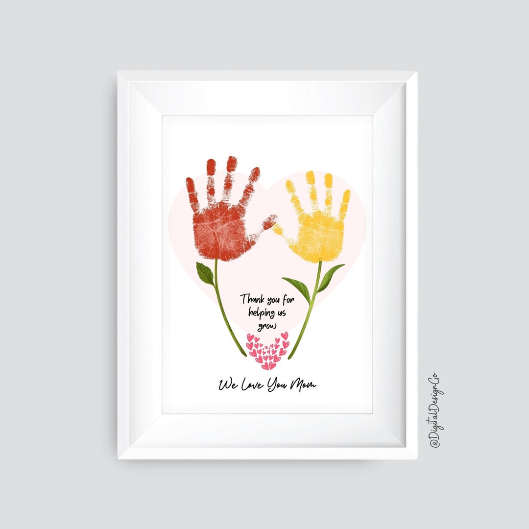 Happy Mother's Day, Flowers Handprint Art Craft for Kids Baby Toddler ...