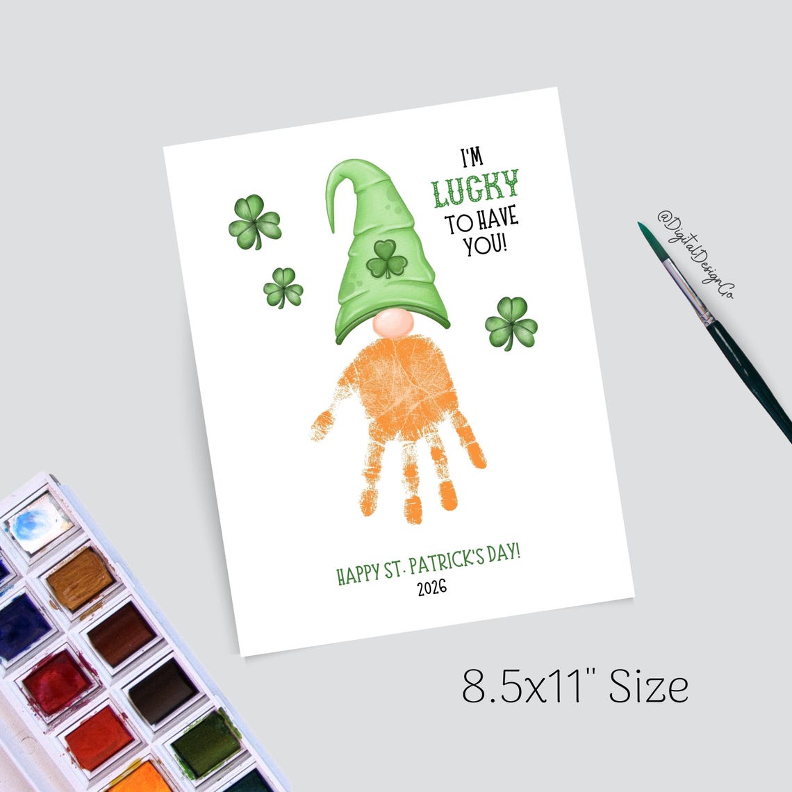 St Patricks Day Handprint Art, I'm Lucky to Have You, Gnome Handprint ...