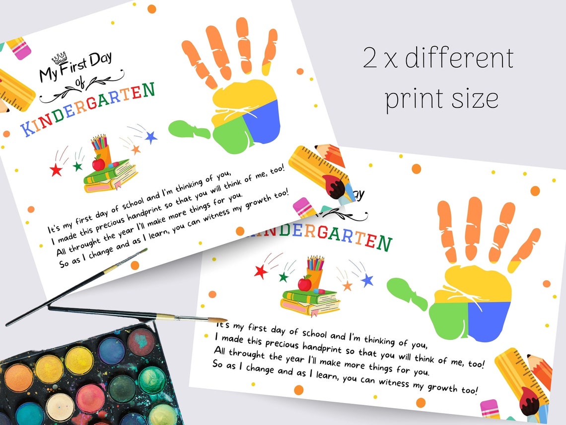 My First Day of Kindergarten Handprint Art Back to School - Etsy