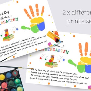 My First Day of Kindergarten Handprint Art, Back to School Poem, DIY ...