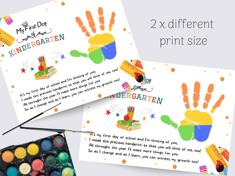 My First Day of Kindergarten Handprint Art Back to School - Etsy