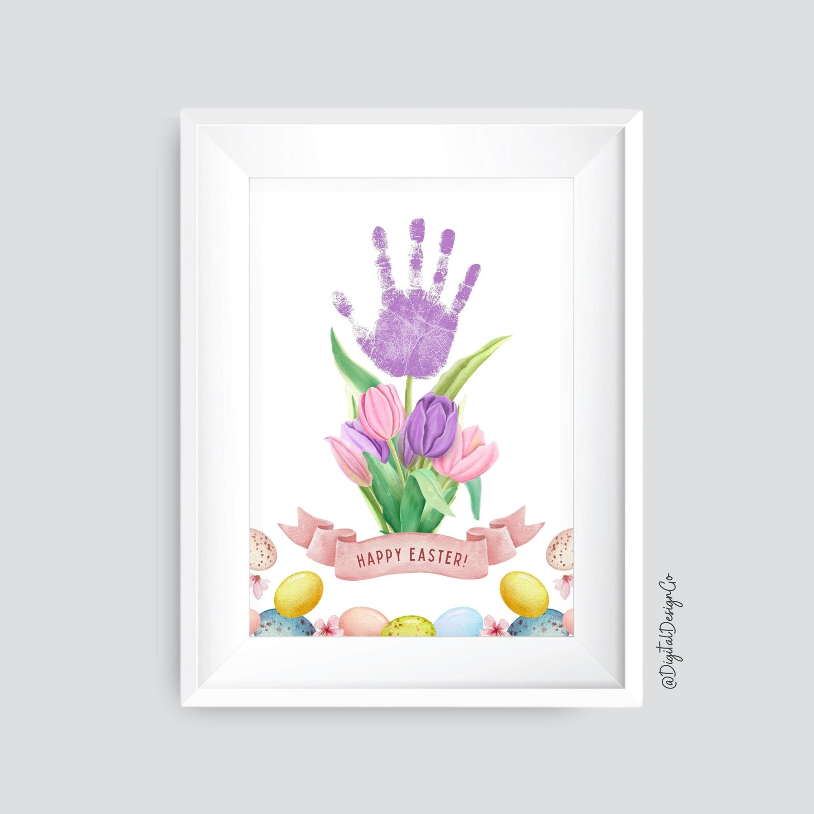 Easter Handprint Art Craft, Happy Easter, Decor, Spring, Eggs, Tulip ...
