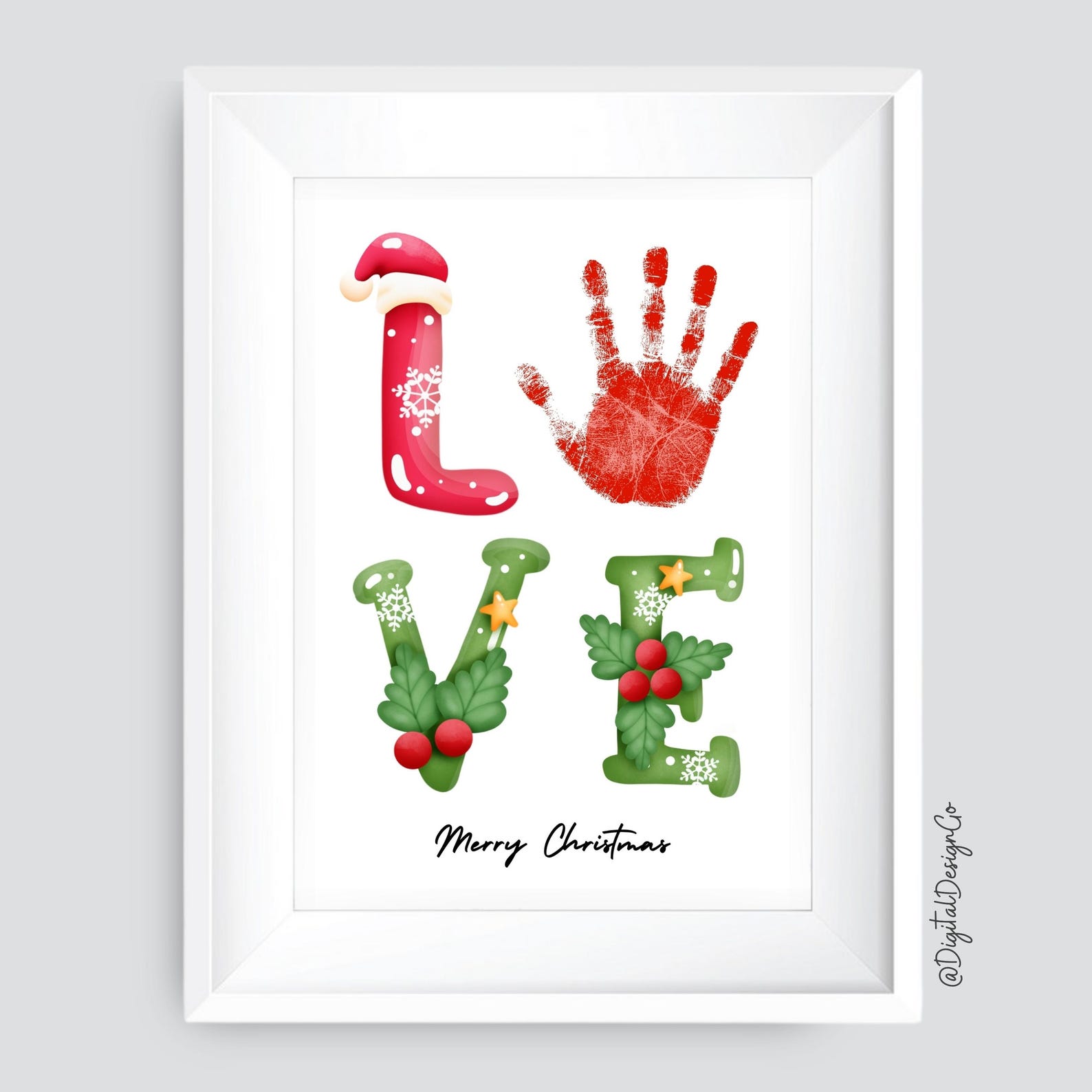 Love Handprint Art Craft, Merry Christmas Handprint Craft, DIY Craft ...