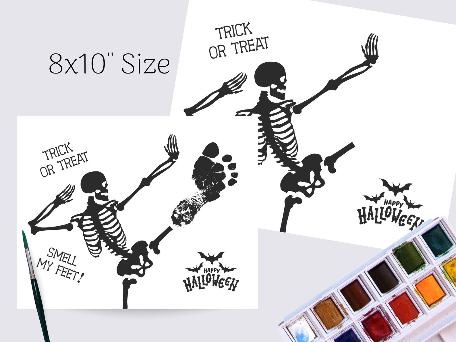 Halloween Footprint Art Skeleton Trick or Treat Smell My - Etsy