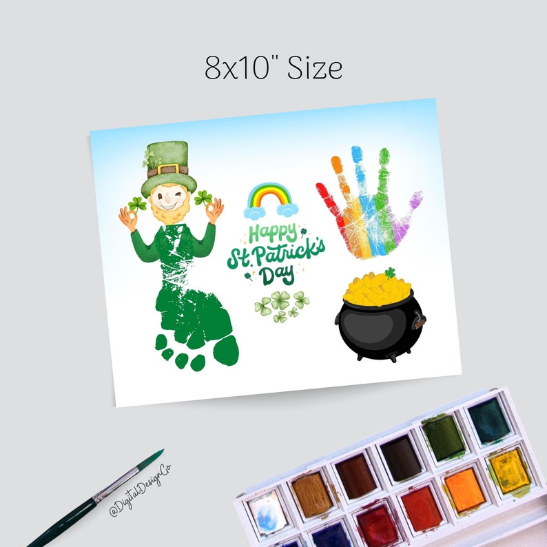 St Patrick's Day Handprint Footprint Art Craft Rainbow - Etsy